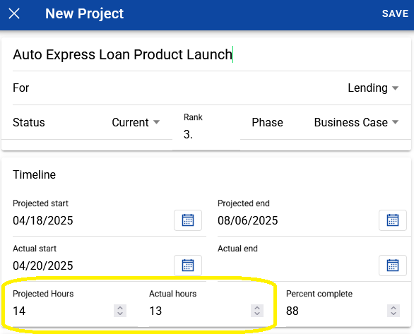 Project Hours Actual / Hours Projected – Help Center